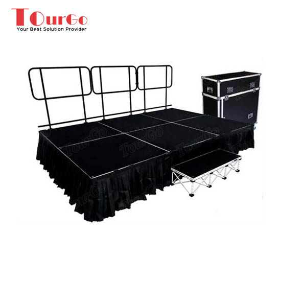 TourGo 12ft x 8ft Portable Mobile Folding Stage System with Stage ...