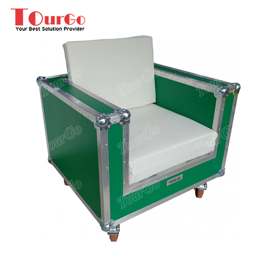 TourGo Custom Removable 1 Seater Furniture Sofa Road Case With Red Color