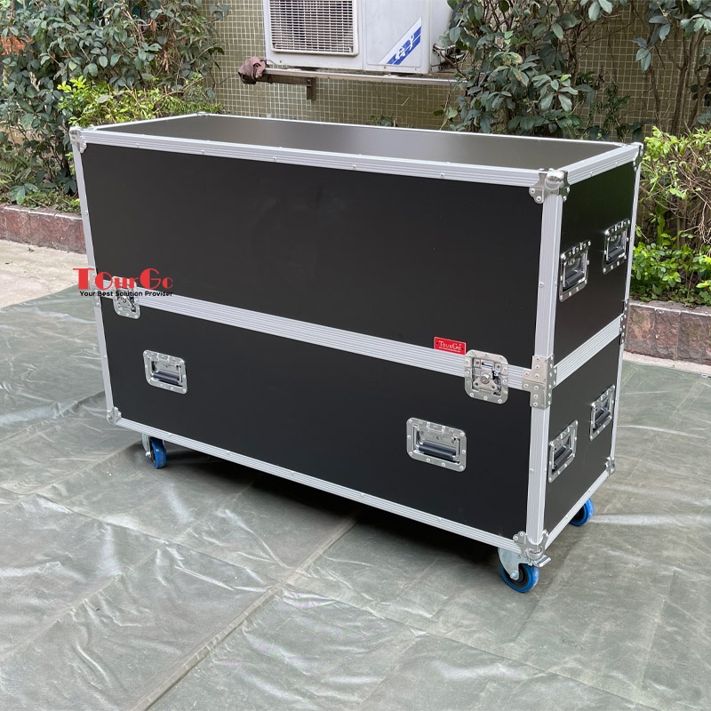 DUAL 40"-55" Universal Adjustable LCD/LED/Plasma TV Flight Case With 4 ...